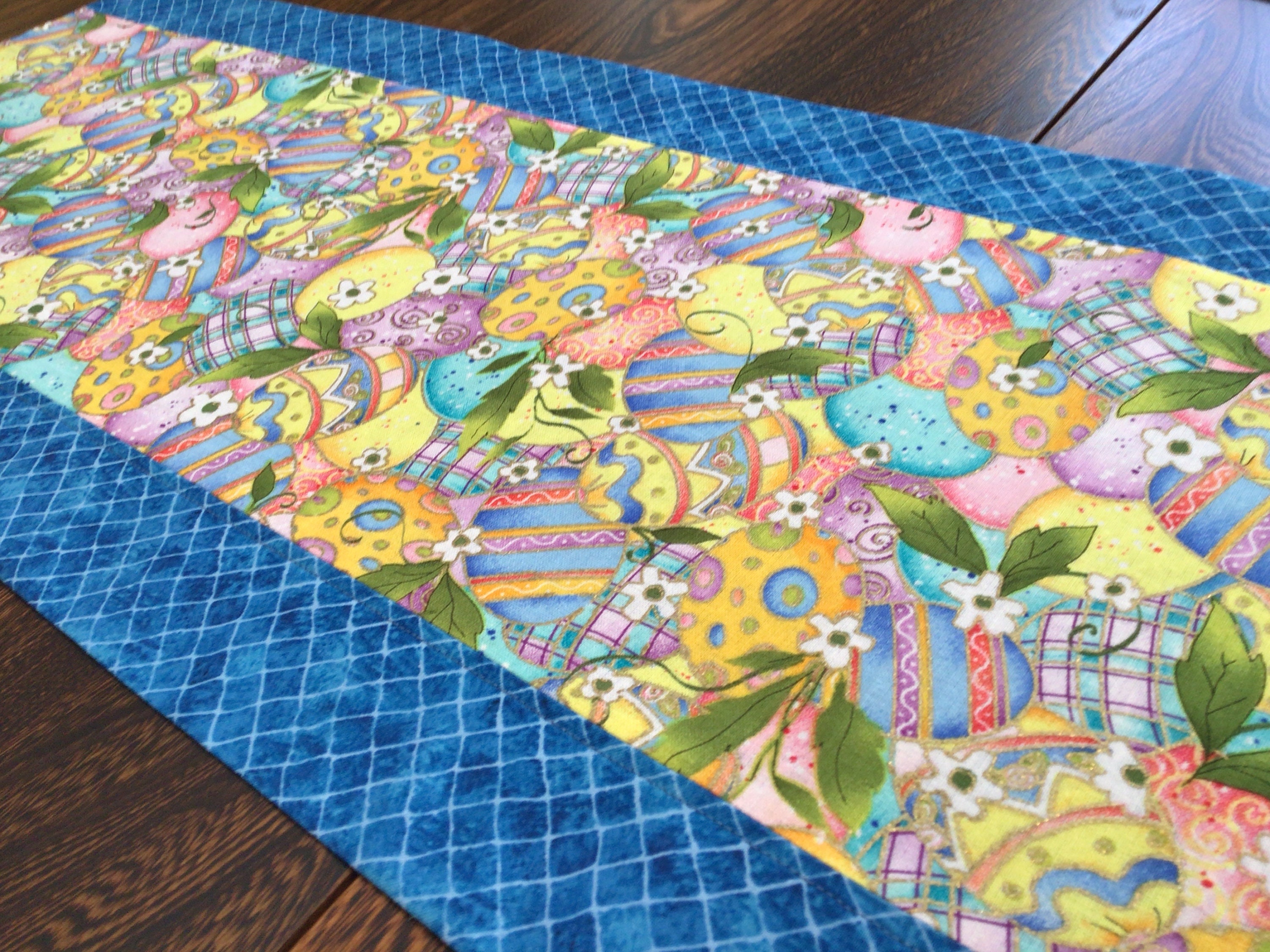 Easter Egg Runner With Blue Border - Etsy