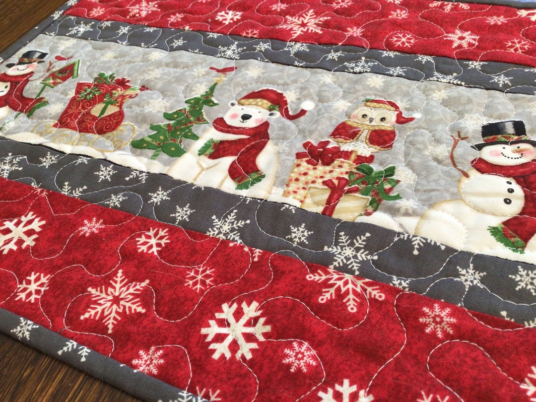 Winter Table Runner, Bear, Owl, Snowman & Sleigh Runner - Etsy