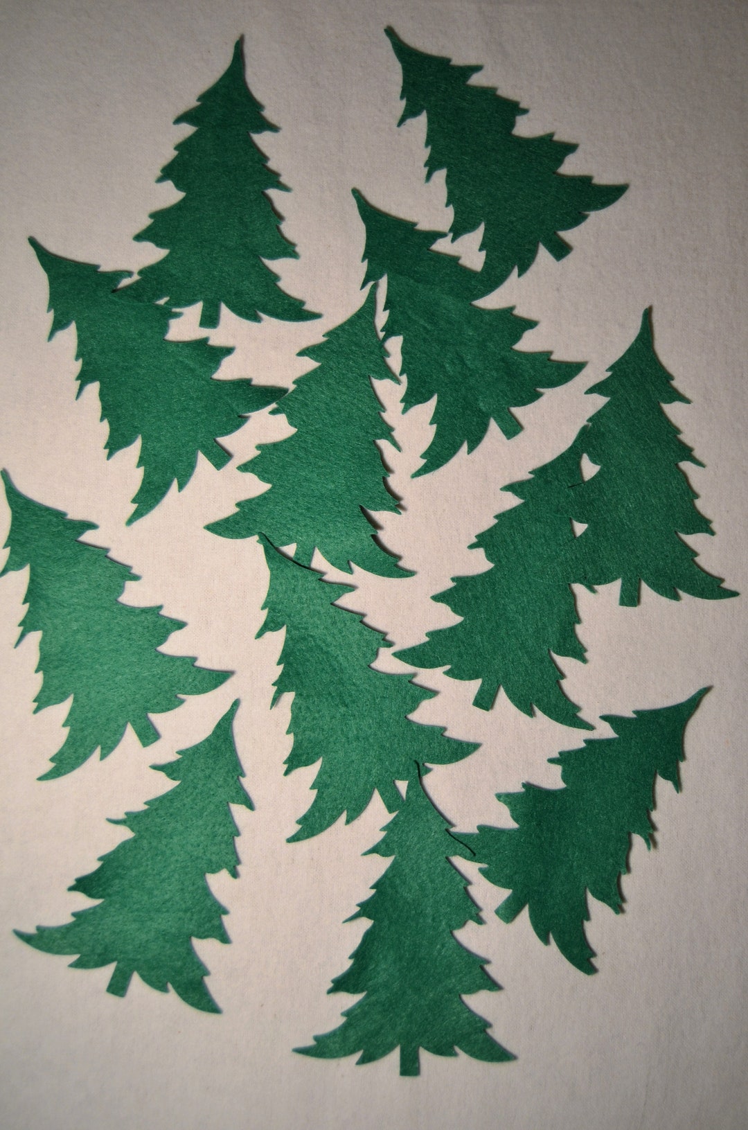 Pack of 12 Wool Blend Felt Die Cut Christmas Pine Tree Shapes for Card ...