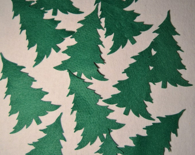 Pack of 12 Wool Blend Felt Die Cut Christmas Pine Tree Shapes for Card ...