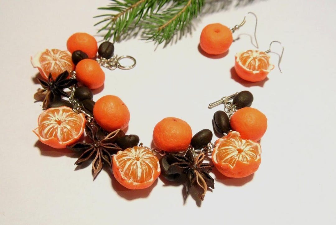 Mandarin Bracelet Necklace Earrings: Christmas Orange Jewelry ...