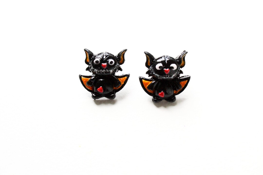Bat Earrings Halloween Earrings Bat Post Stud Halloween Jewelry Funny ...