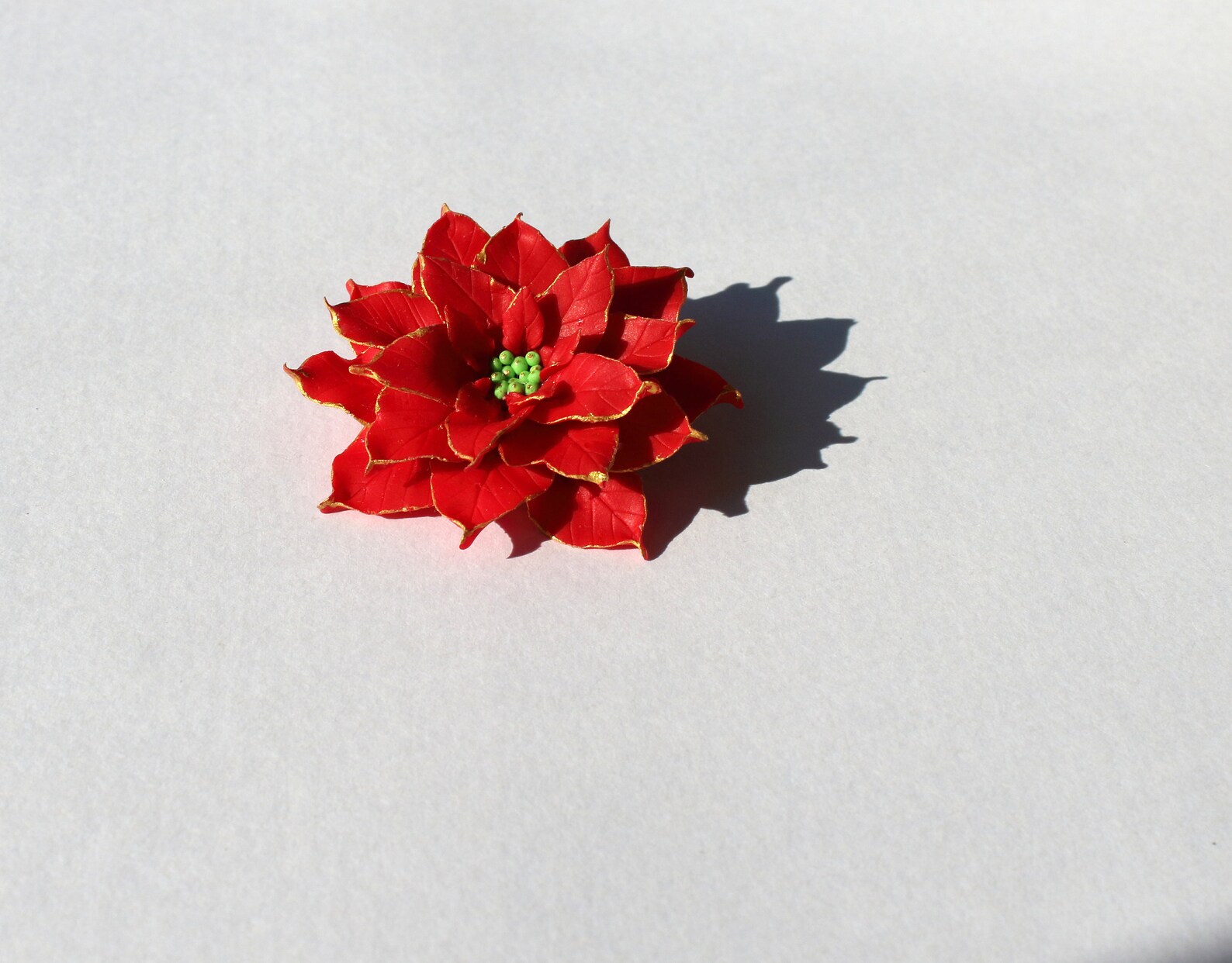 Poinsettia Pin: Handmade Polymer Clay Red Christmas Flower Brooch - Etsy