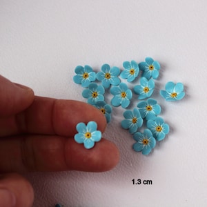 Forget-me-not Beads: Handmade Polymer Clay Light Blue Floral Beads, DIY ...