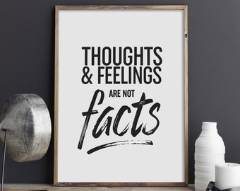 Thoughts Are Not Facts Print, Mental Health Poster, Anxiety Art ...