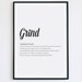 Grind Definition Print, Motivational Poster, Office Printable Wall Art ...