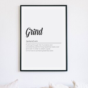 Grind Definition Print, Motivational Poster, Office Printable Wall Art ...