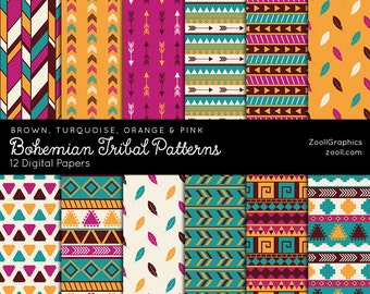 Black Turquoise & Gray Hipster Patterns 20 Digital Papers | Etsy