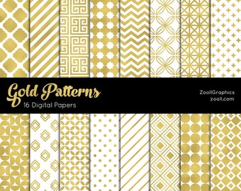 Red White And Gold Patterns 16 Digital Papers 12x12 | Etsy