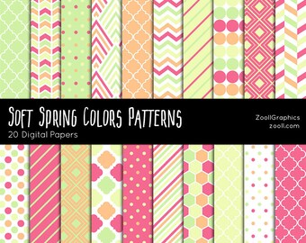 Soft Spring Patterns 20 Digital Papers 12x12 Photoshop | Etsy