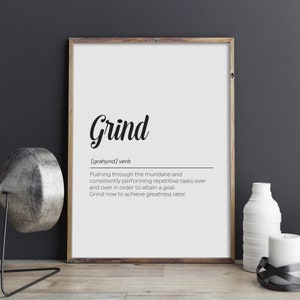 Grind Definition Print, Motivational Poster, Office Printable Wall Art ...