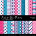 Pink and Blue Patterns, 20 Digital Papers 12x12, Pattern File PAT ...