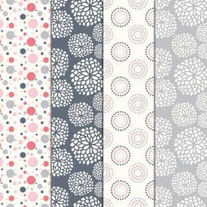 Pink and Gray/grey Patterns, Digital Paper, 20 Digital Papers (12“x12 ...