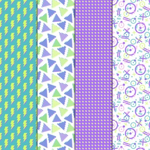 80's Retro Light Patterns, 80's/90's Patterns, 16 Digital Papers 12"x12 ...