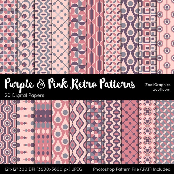 Purple and Pink Retro Patterns 60's/70's Patterns 20 - Etsy