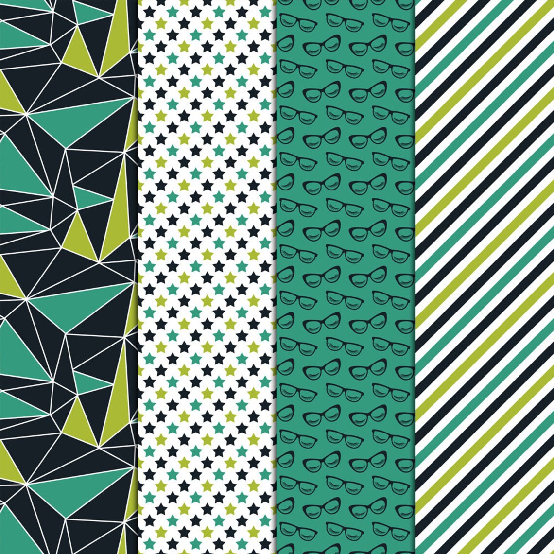 Green Hipster Patterns 20 Digital Papers 12x12 Photoshop - Etsy