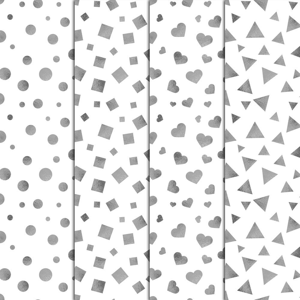 Silver Confetti Patterns 12 Digital Papers 12x12 Birthday | Etsy