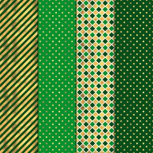 Green Gold Patterns, St. Patrick's Day, Emerald Green, 20 Digital ...