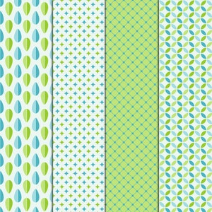 Blue and Green Patterns, 20 Digital Papers 12“x12“, Photoshop Pattern ...