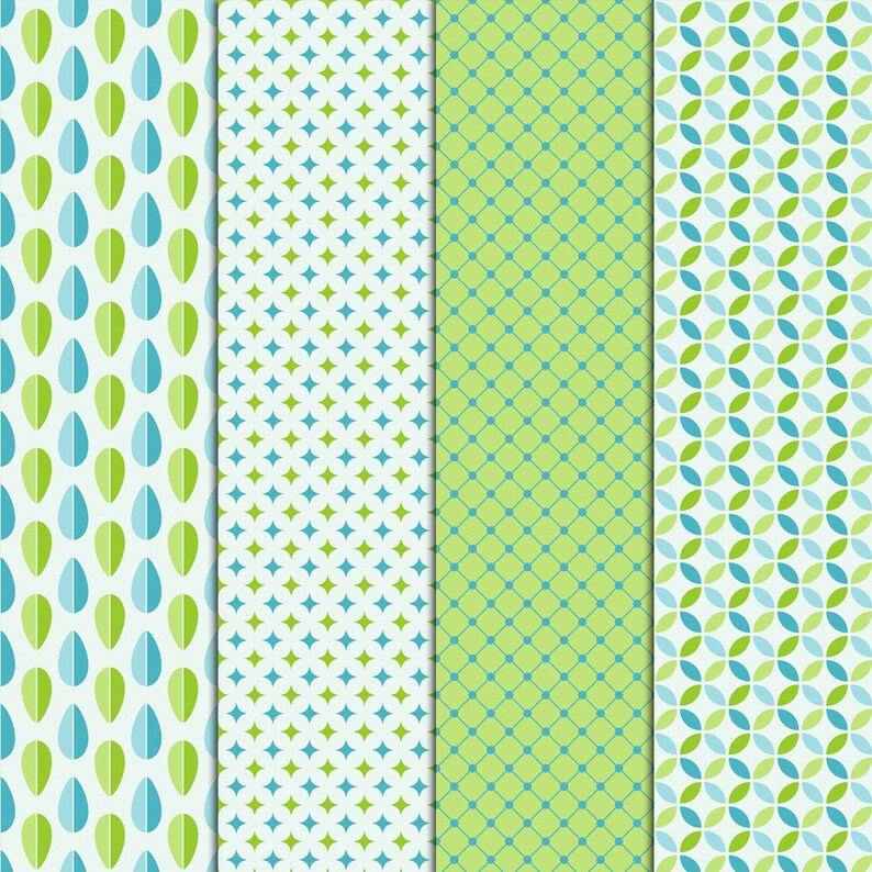 Blue and Green Patterns 20 Digital Papers 12x12 Photoshop - Etsy