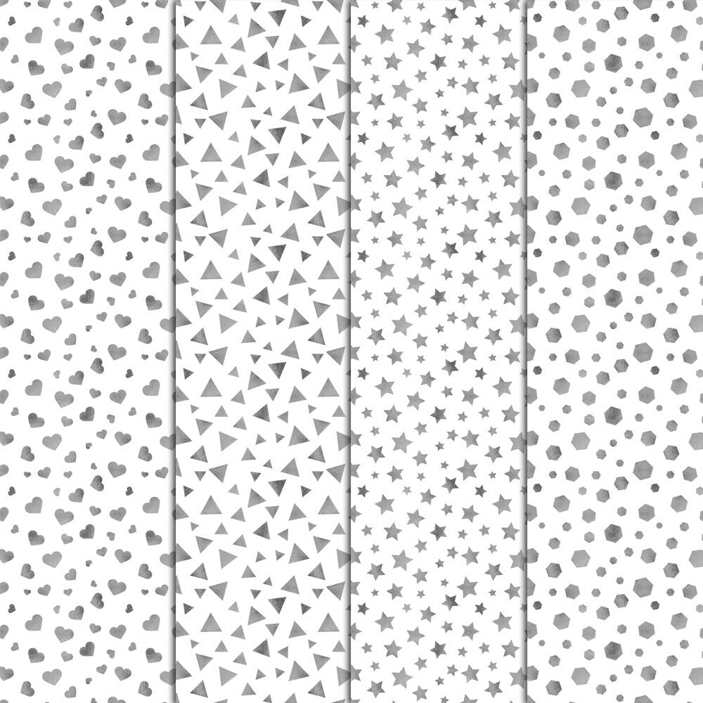 Silver Confetti Patterns 12 Digital Papers 12x12 Birthday | Etsy
