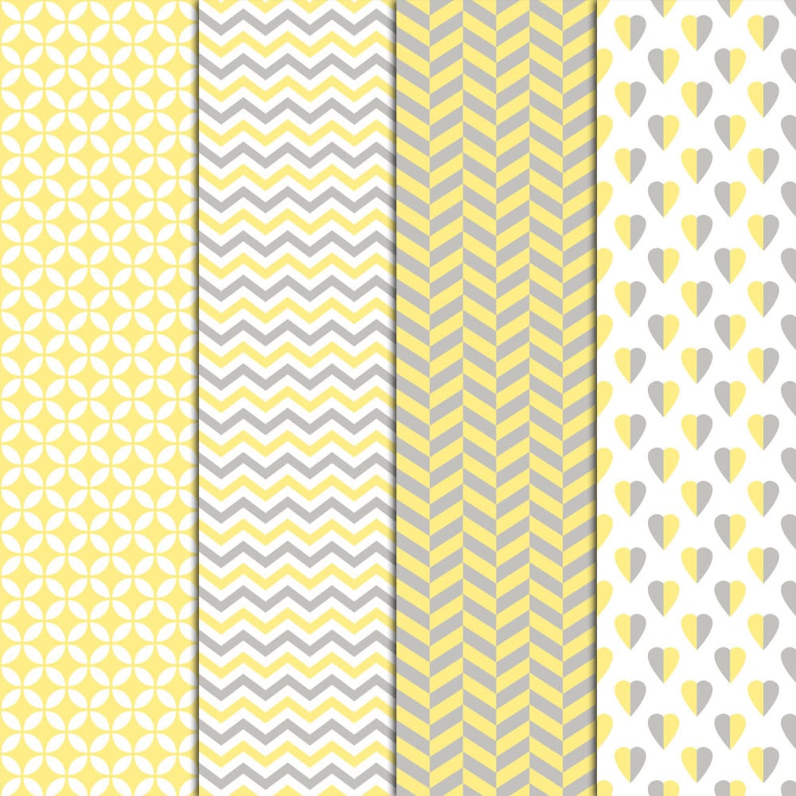 Yellow and Gray Patterns 20 Digital Papers 12x12 | Etsy