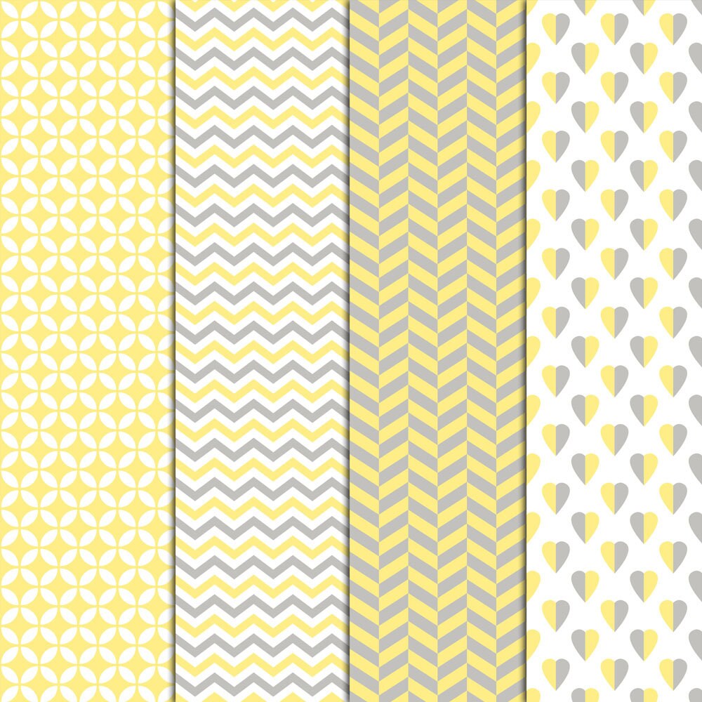 Yellow and Gray Patterns 20 Digital Papers 12x12 | Etsy