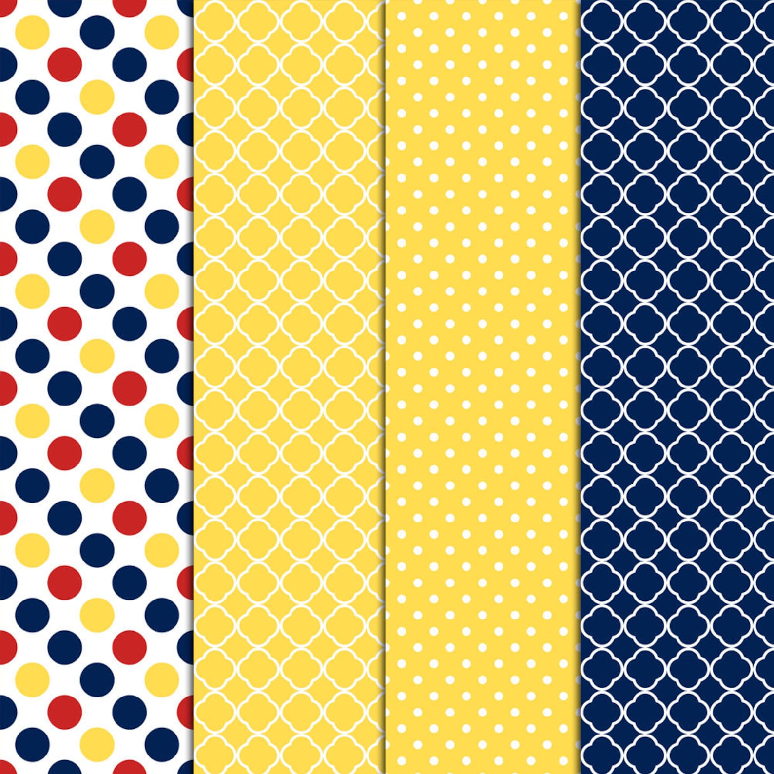Red Blue & Yellow Patterns 20 Digital Papers 12x12 | Etsy