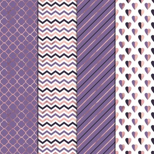 Lavender & Rose Gold Patterns, 20 Digital Papers 12“x12“, PAT File ...