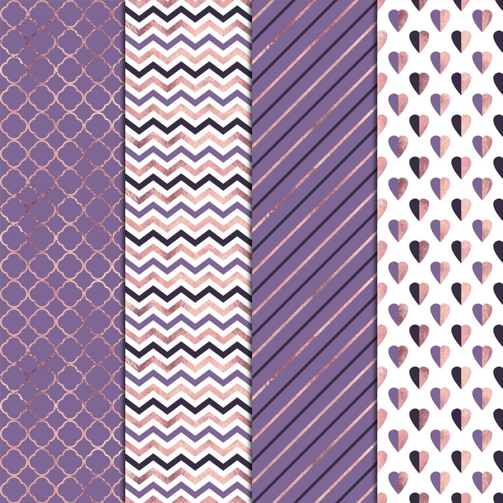 Lavender & Rose Gold Patterns 20 Digital Papers 12x12 PAT | Etsy