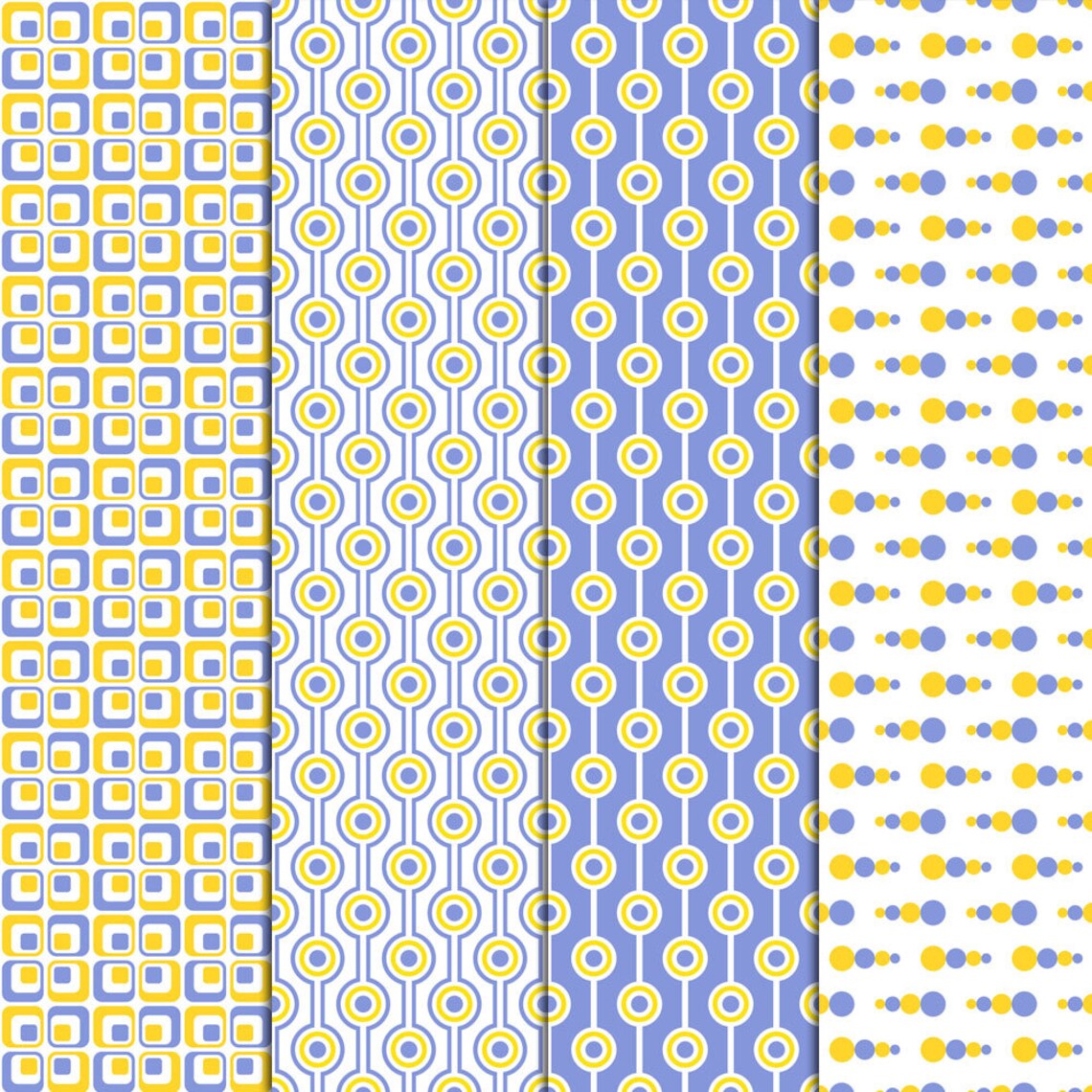 Blue And Yellow Retro Patterns 20 Digital Papers 12x12 | Etsy