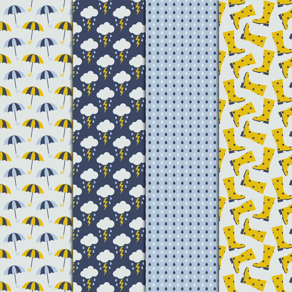 Rainy Day Patterns, 12 Digital Papers 12“x12“, Photoshop Pattern File ...