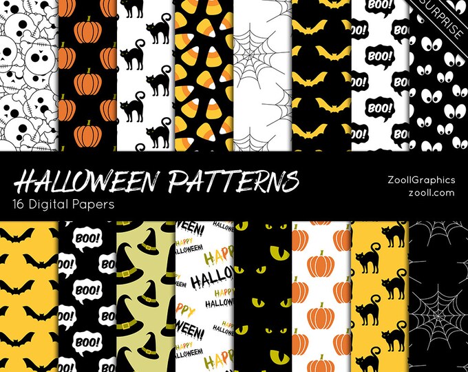 Halloween Patterns Digital Papers, 16 Digital Papers (12“ X 12 ...