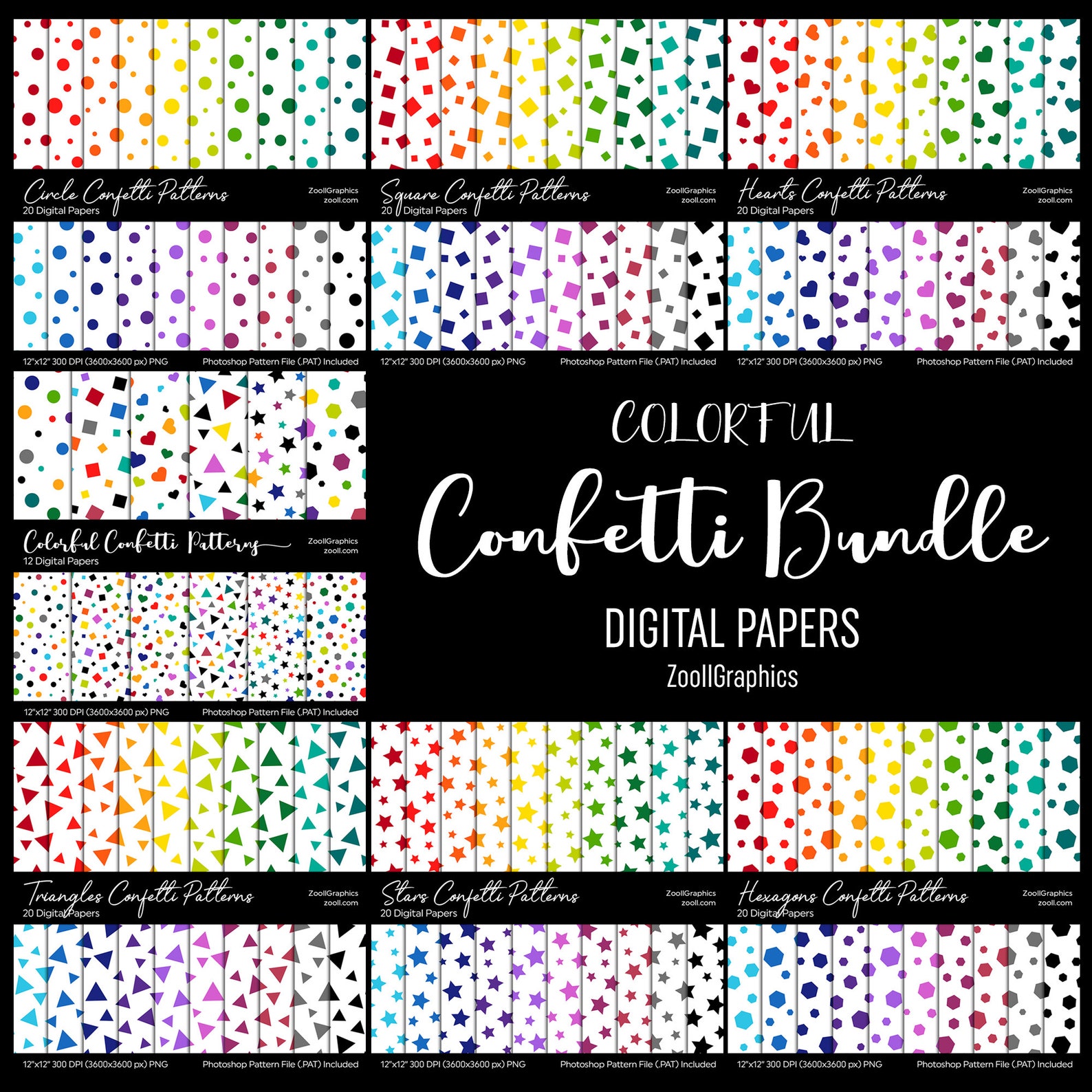 Colorful Confetti Digital Papers BUNDLE Over 130 Digital - Etsy