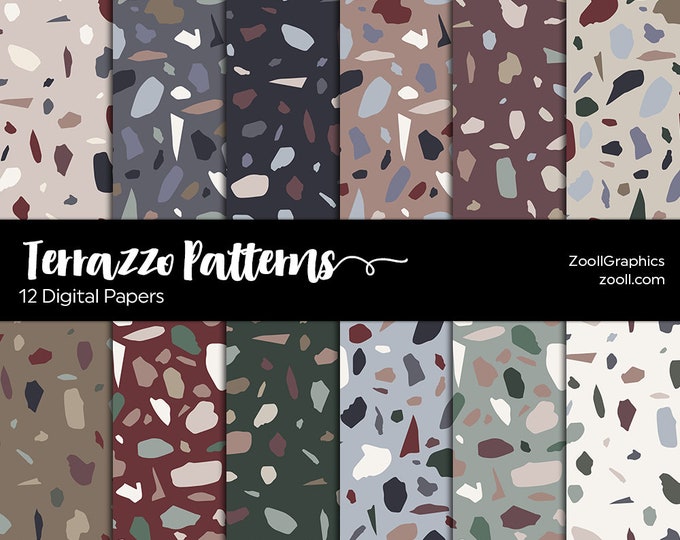 Terrazzo Digital Paper, Terrazzo Textures, Modern Mosaic Backgrounds ...