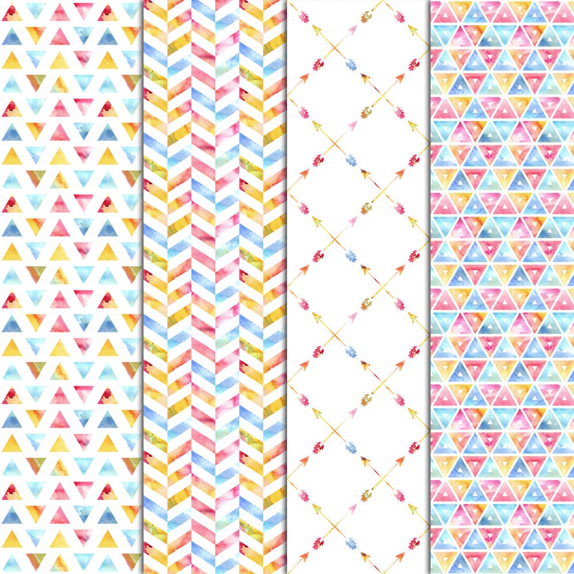 Watercolor Arrows Patterns 12 Digital Papers 12x12 - Etsy