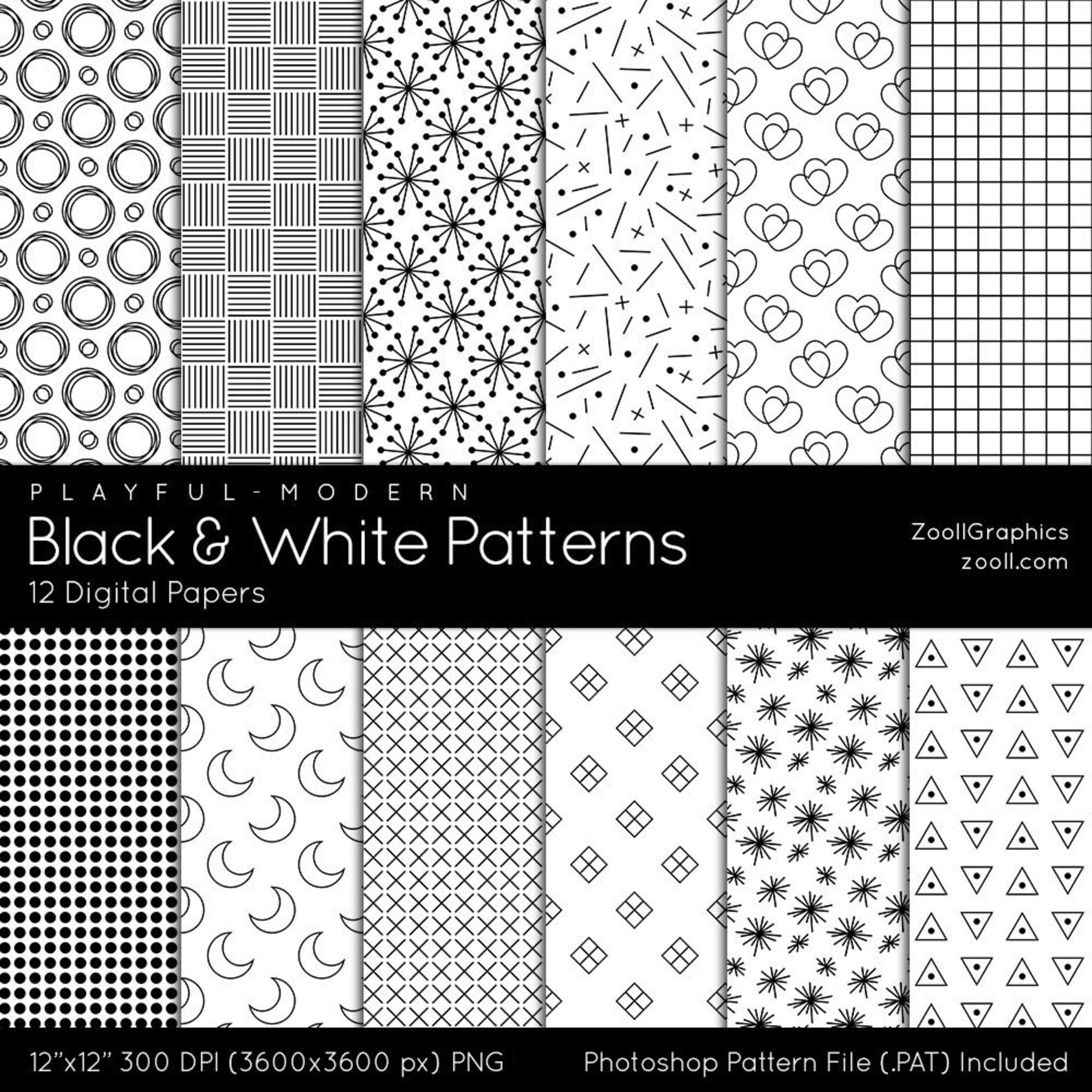 Black and White Digital Papers BUNDLE Over 100 Digital Papers - Etsy
