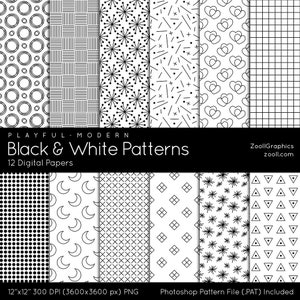 Black and White Digital Papers BUNDLE, Over 100 Digital Papers 12“x12 ...