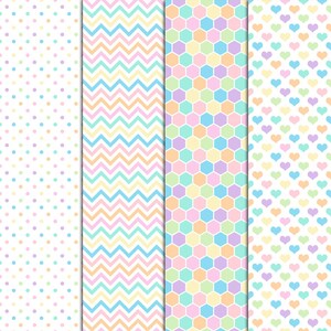 Pretty Pastel Patterns, 20 Digital Papers (12“x12“), Pattern File PAT ...