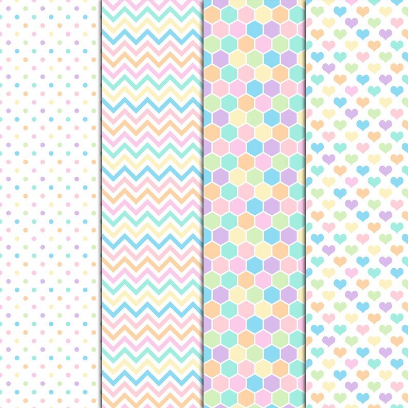 Pretty Pastel Patterns 20 Digital Papers 12x12 Photoshop - Etsy