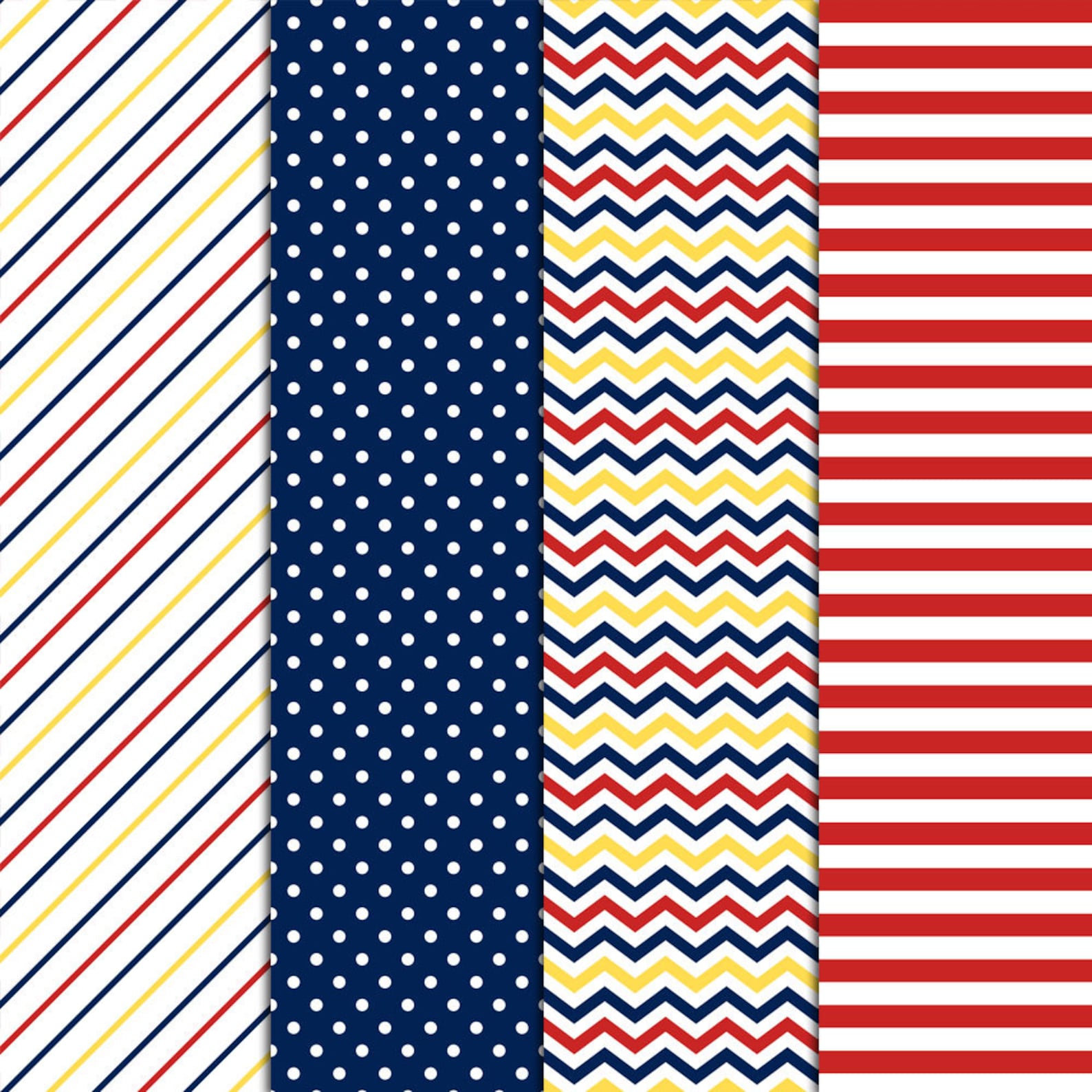 Red Blue & Yellow Patterns 20 Digital Papers 12x12 - Etsy