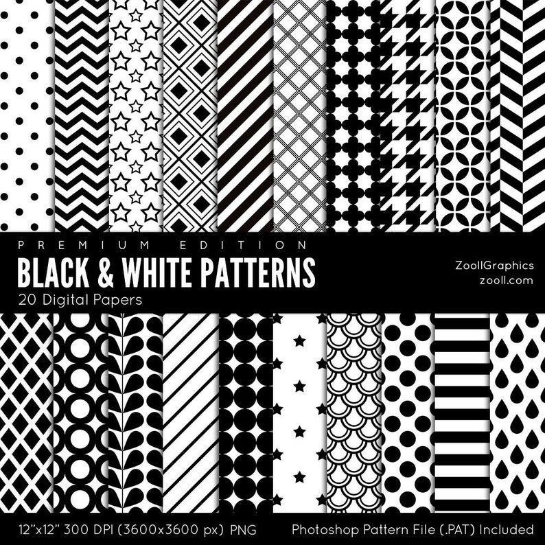 Black and White Digital Papers BUNDLE Over 100 Digital Papers - Etsy