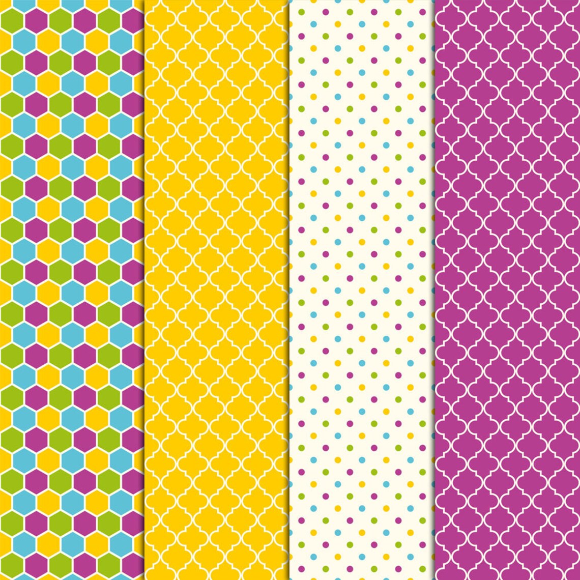 Fun and Bright Colors Patterns 20 Digital Papers 12x12 | Etsy