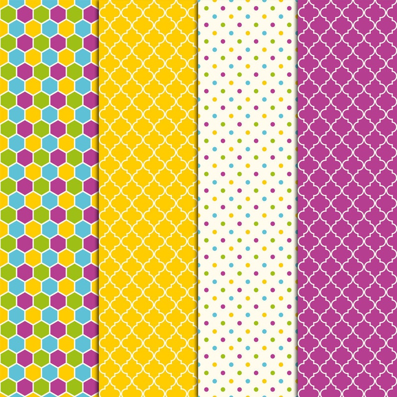Fun and Bright Colors Patterns 20 Digital Papers 12x12 | Etsy