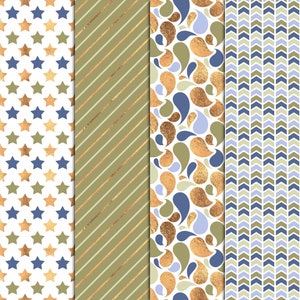 Blue, Green & Gold Patterns, 20 Digital Papers 12“x12“, Photoshop ...