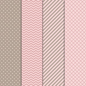 Pink and Beige Patterns, 20 Digital Papers 12x12, Baby Girl Shower ...