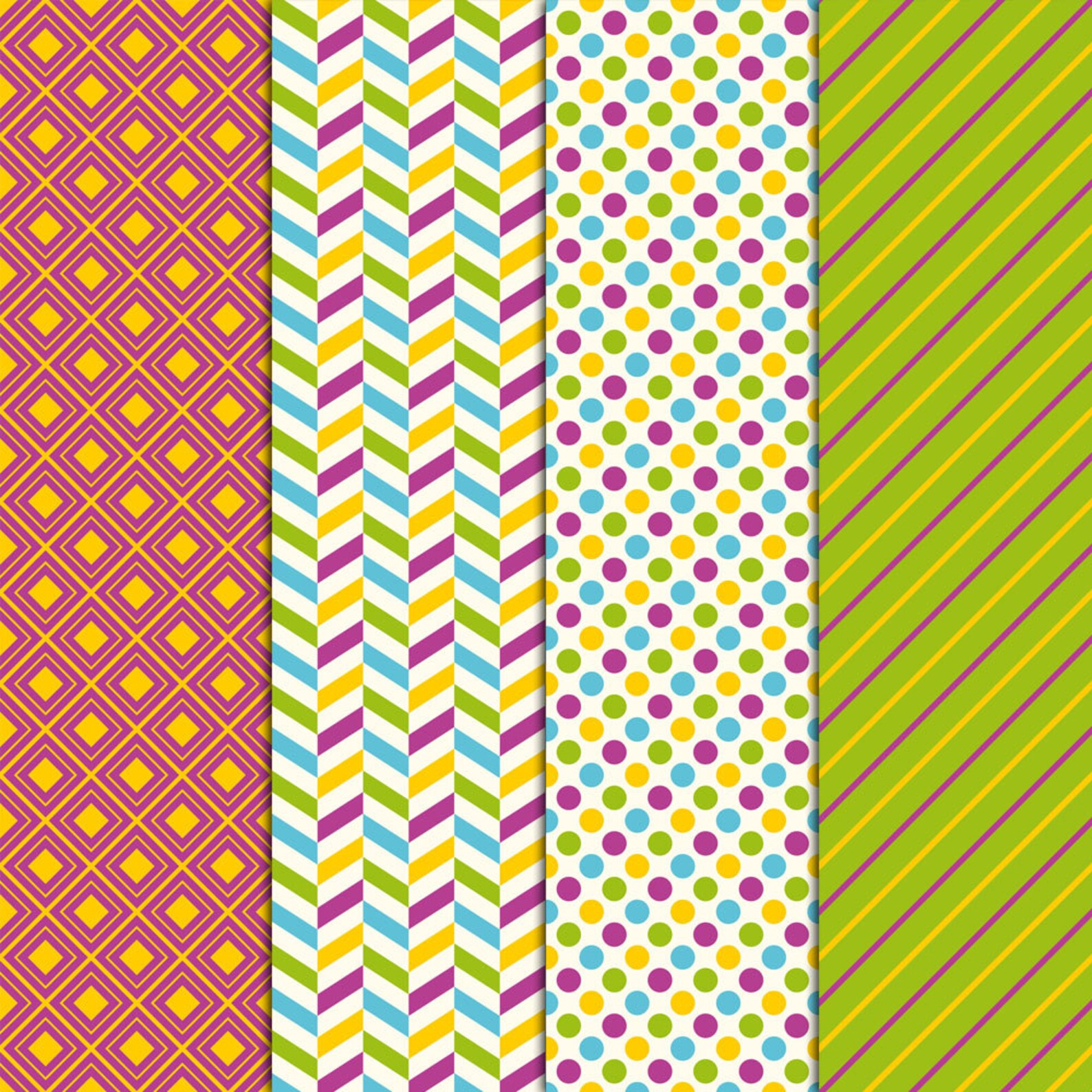 Fun and Bright Colors Patterns 20 Digital Papers 12x12 | Etsy