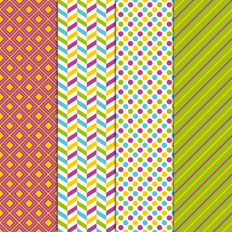 Fun and Bright Colors Patterns 20 Digital Papers 12x12 | Etsy