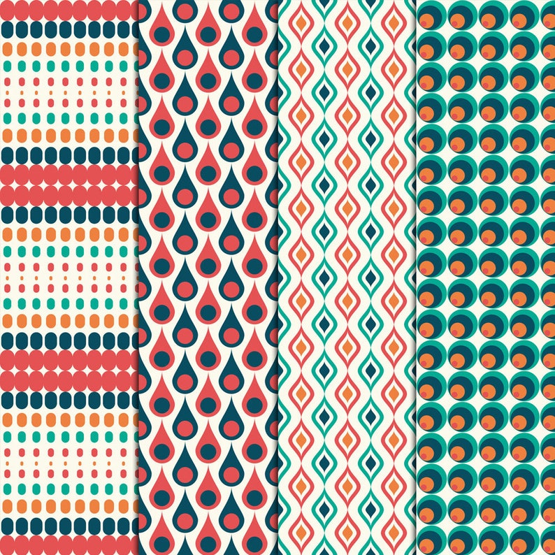 Retro Patterns 60's/70's Patterns 20 Digital Papers - Etsy