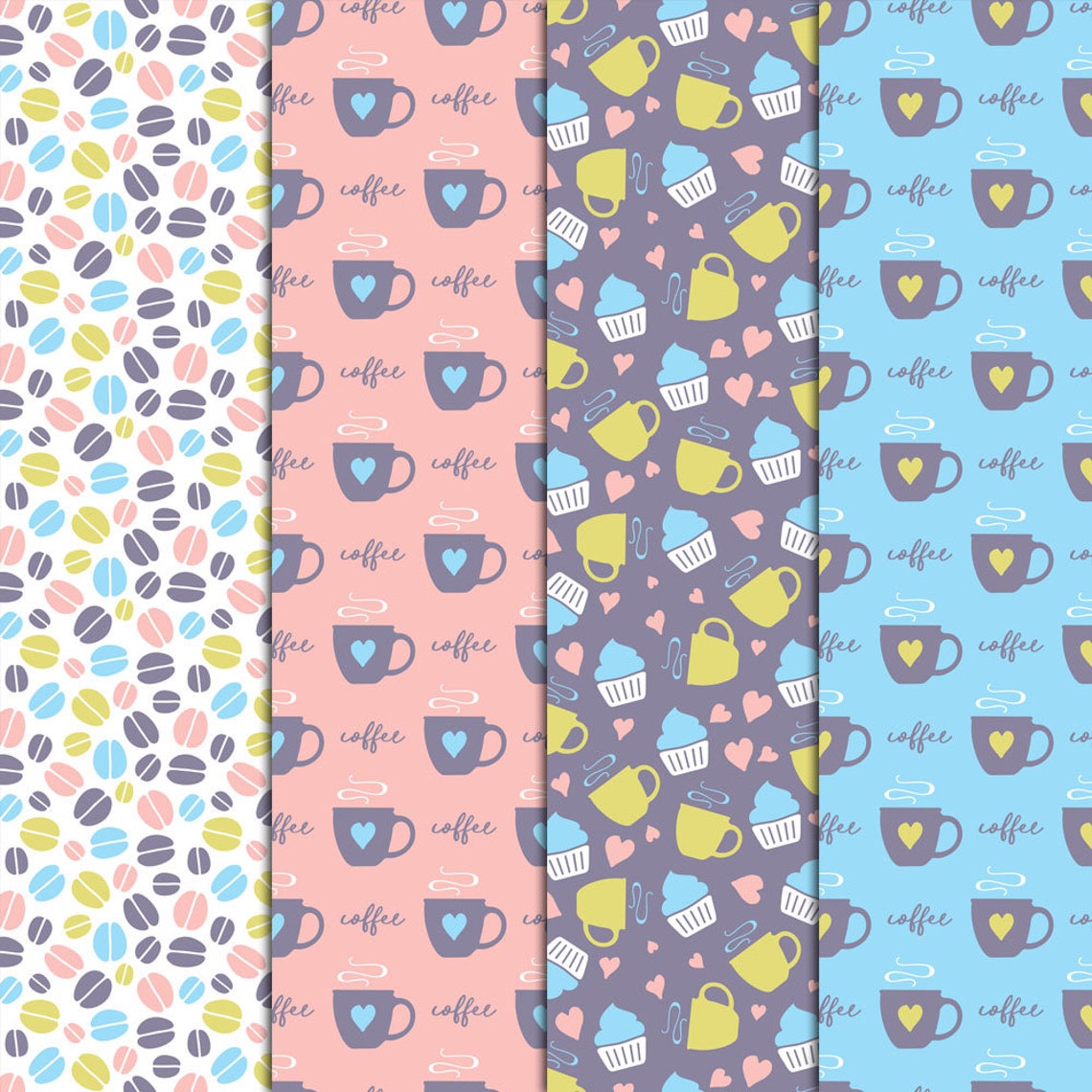 Coffee Break Patterns Soft Spring Pastel 16 Digital Papers - Etsy
